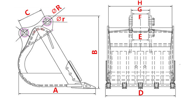 Bucket Hidrolik Clamshell 320 Untuk Excavator Dengan Ketahanan Aus